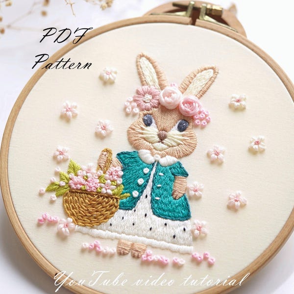 Rabbit Hand Embroidery Pattern - Etsy