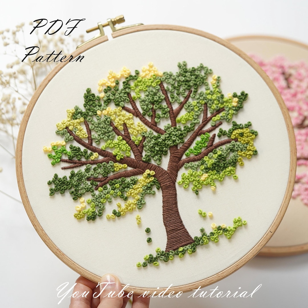 Green Tree Hand Embroidery Pattern: Beginner DIY Project (PDF Pattern ...