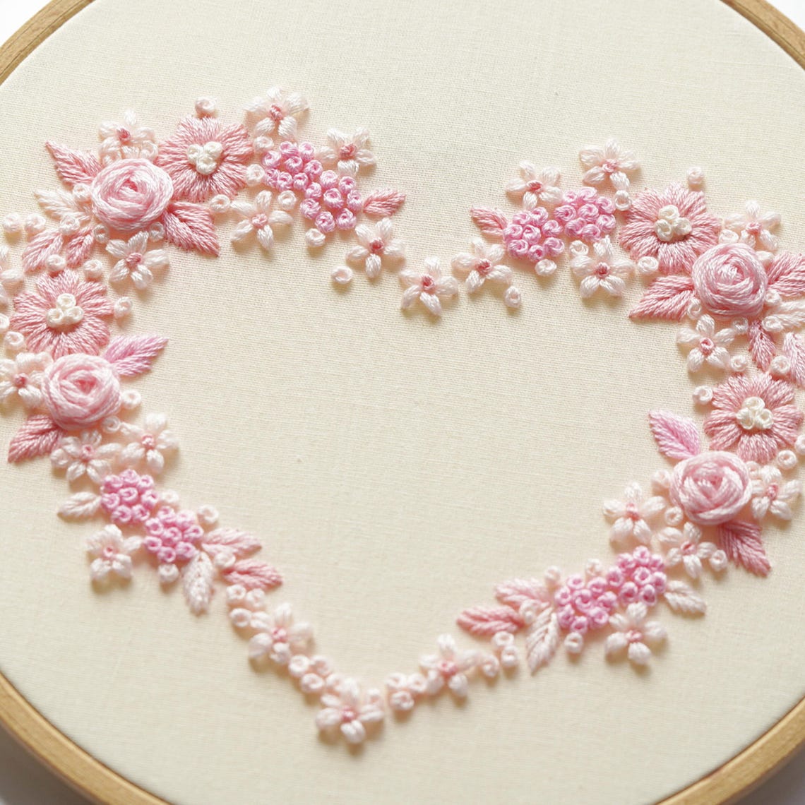 Blossoming Heart Embroidery Pattern: Beginner DIY Design (PDF Pattern ...