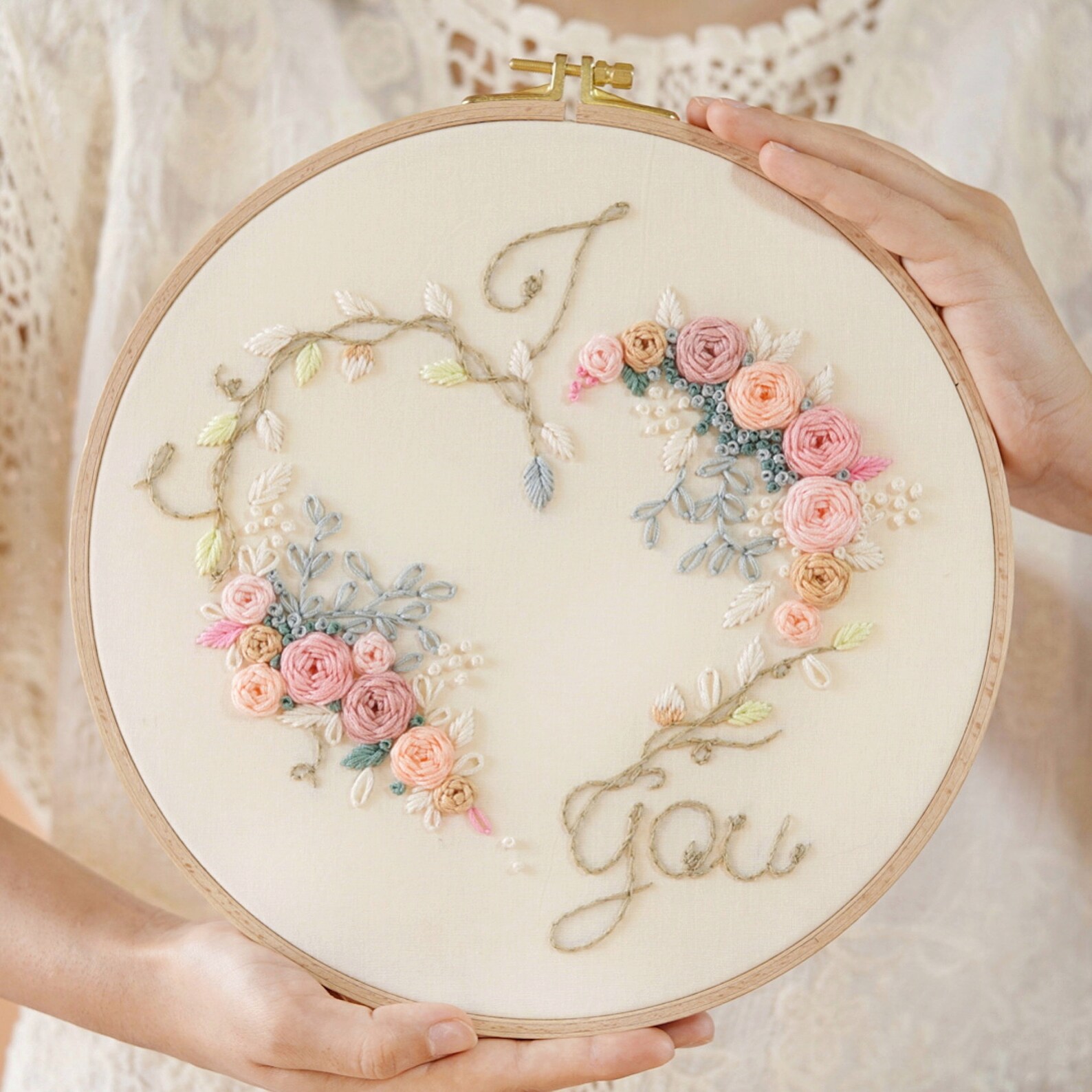 PDF Pattern Video Tutorial/i Love You-hand Embroidery - Etsy UK