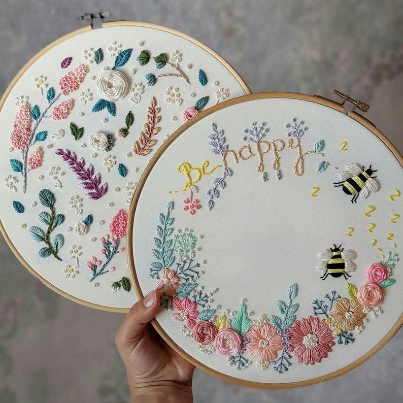 PDF Pattern Video Tutorial/be Happy-hand Embroidery - Etsy