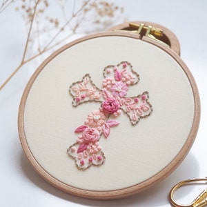 PDF Pattern+ Video Tutorial/floral Cross-hand Embroidery Pattern-cross ...