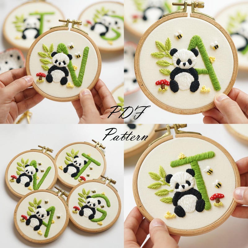 Panda Embroidery - Etsy