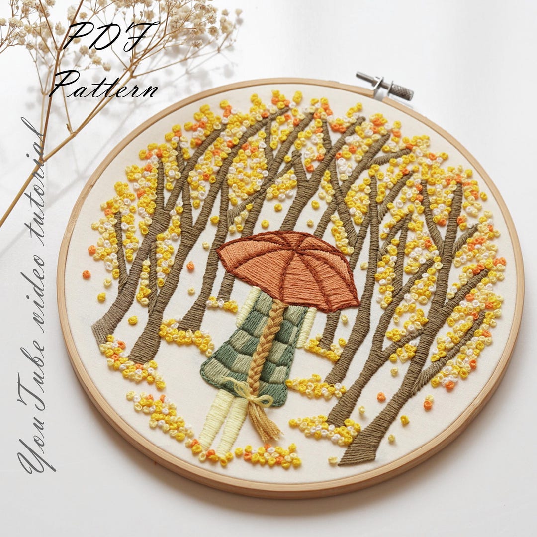 PDF Pattern+ Video Tutorial/anne in the Autumn-hand Embroidery Pattern ...