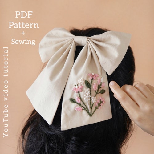ROSE Bow Sewing Pattern With Embroidery Video Tutorial Doll - Etsy ...