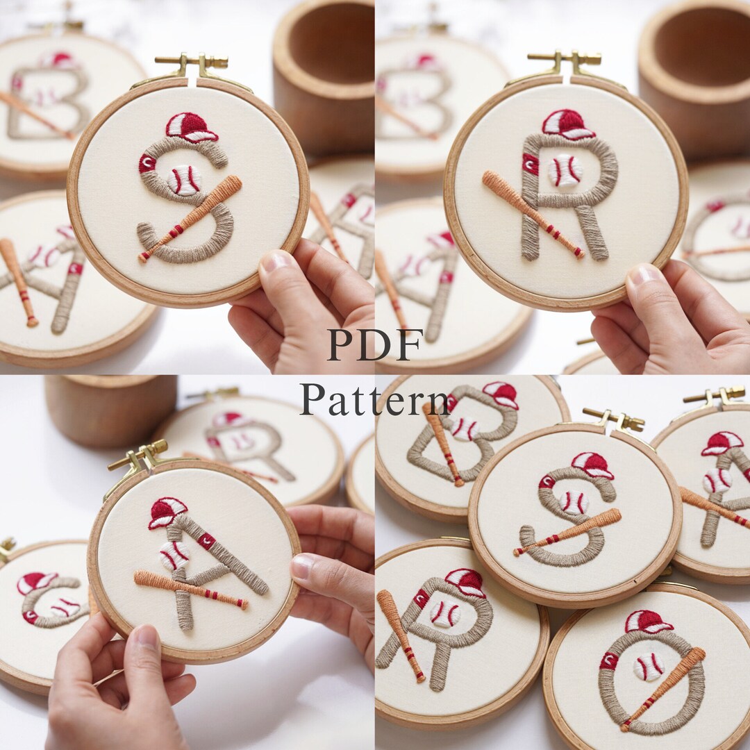 Baseball Alphabet Embroidery Pattern: PDF + Video Tutorial (beginner ...