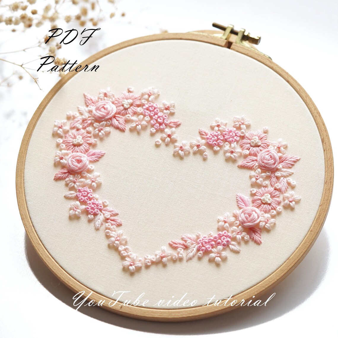 Blossoming Heart Embroidery Pattern: Beginner DIY Design (PDF Pattern ...