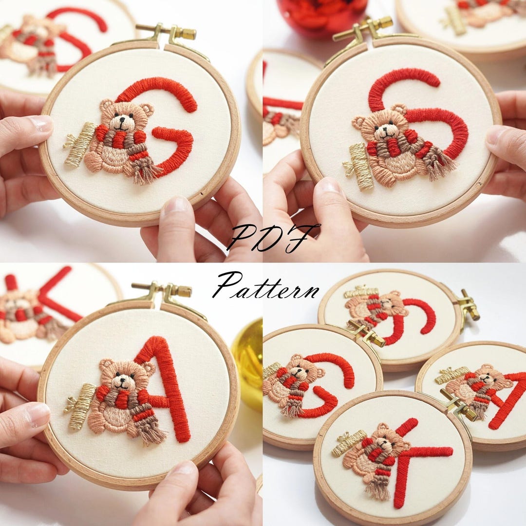 Alphabet Bear Hand Embroidery Pattern: Beginner DIY Project (PDF ...