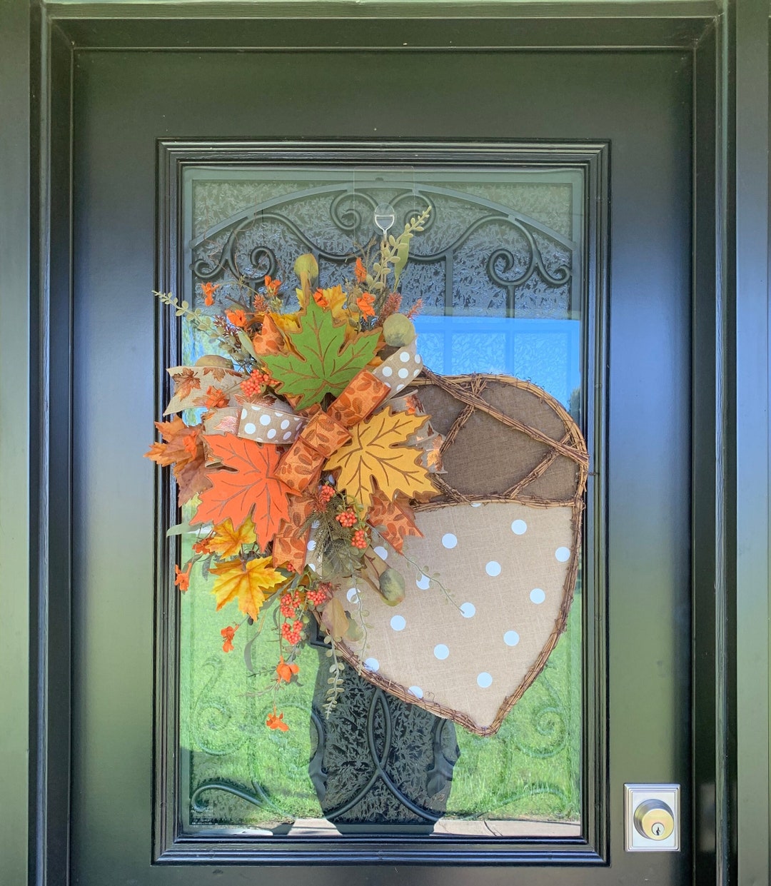 Acorn Door Hanger, Fall Twig Wreath, Fall Leaves Wreath for Front Door ...