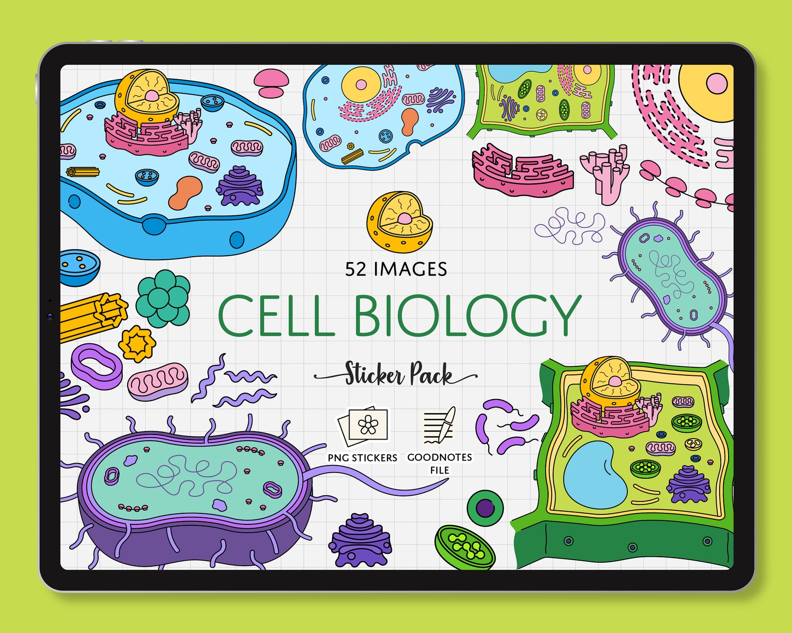 Cell Structure Digital Sticker Pack, Pre-cropped Cell Biology and ...