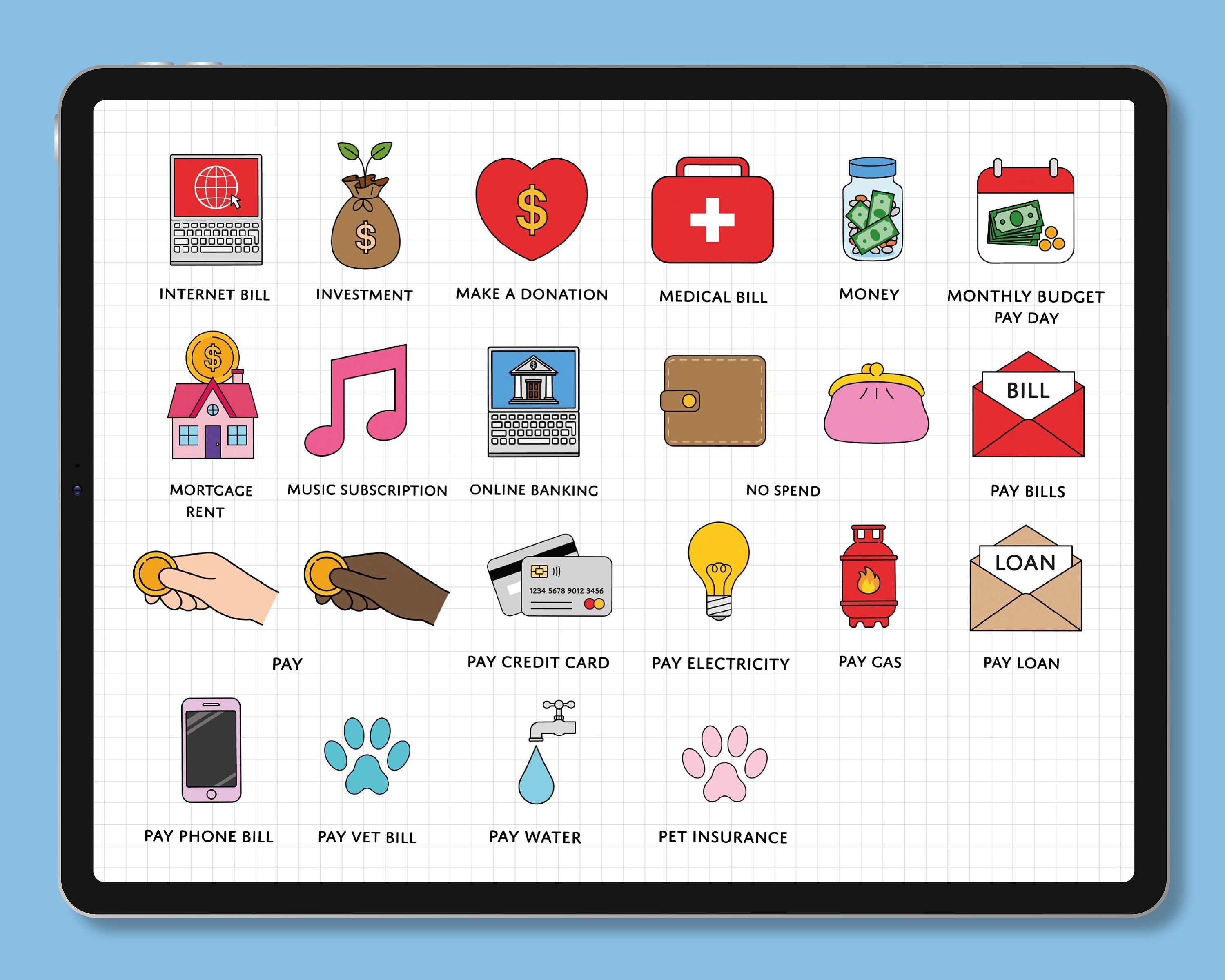 Finance and Budget Digital Sticker Pack, Pre-cropped Budgeting Stickers ...