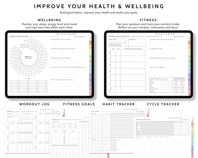 Digital Planner Goodnotes Undated Digital Daily Planner Notability Xodo ...