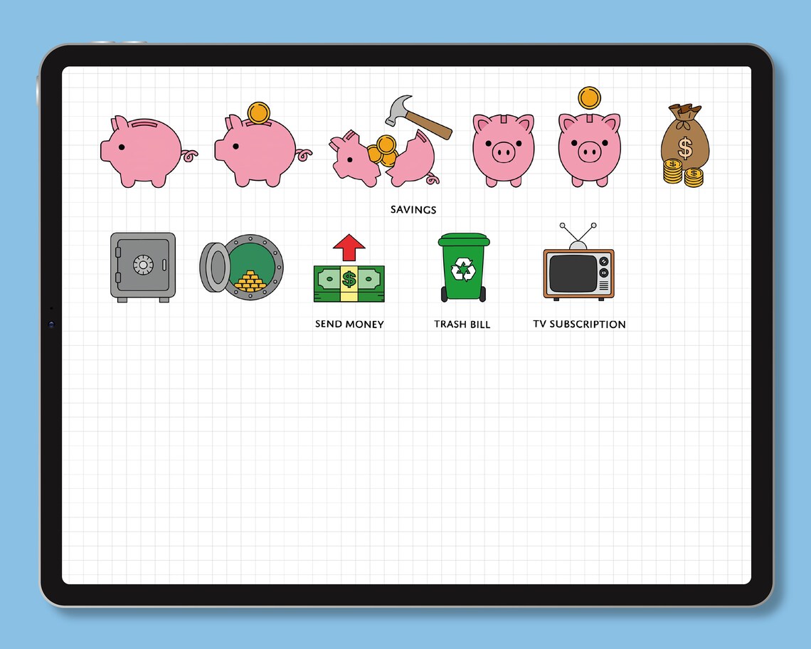 Finance and Budget Digital Sticker Pack, Pre-cropped Budgeting Stickers ...