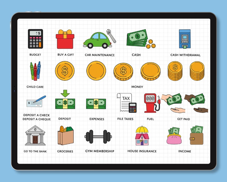 Finance and Budget Digital Sticker Pack, Pre-cropped Budgeting Stickers ...