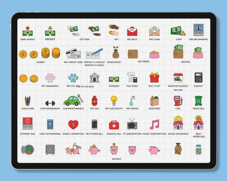 Finance and Budget Digital Sticker Pack, Pre-cropped Budgeting Stickers ...