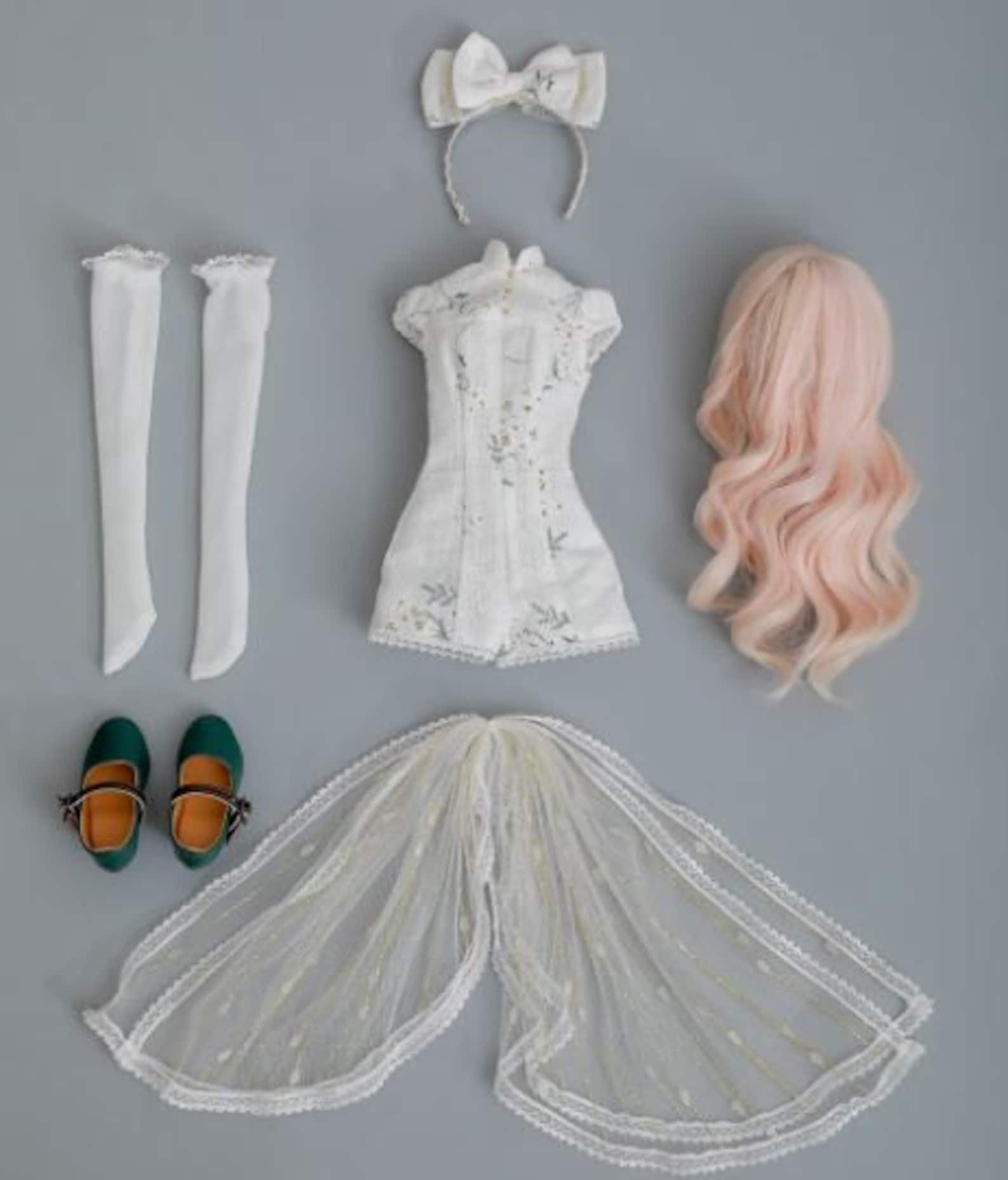 1 4 Resin Girl Bjd Doll Body Full Set With Dress And Wig Etsy