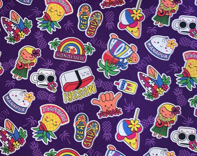 100% Cotton Kawaii Spam Musubi, Shaka, Manapua, Rainbow, Pineapple ...