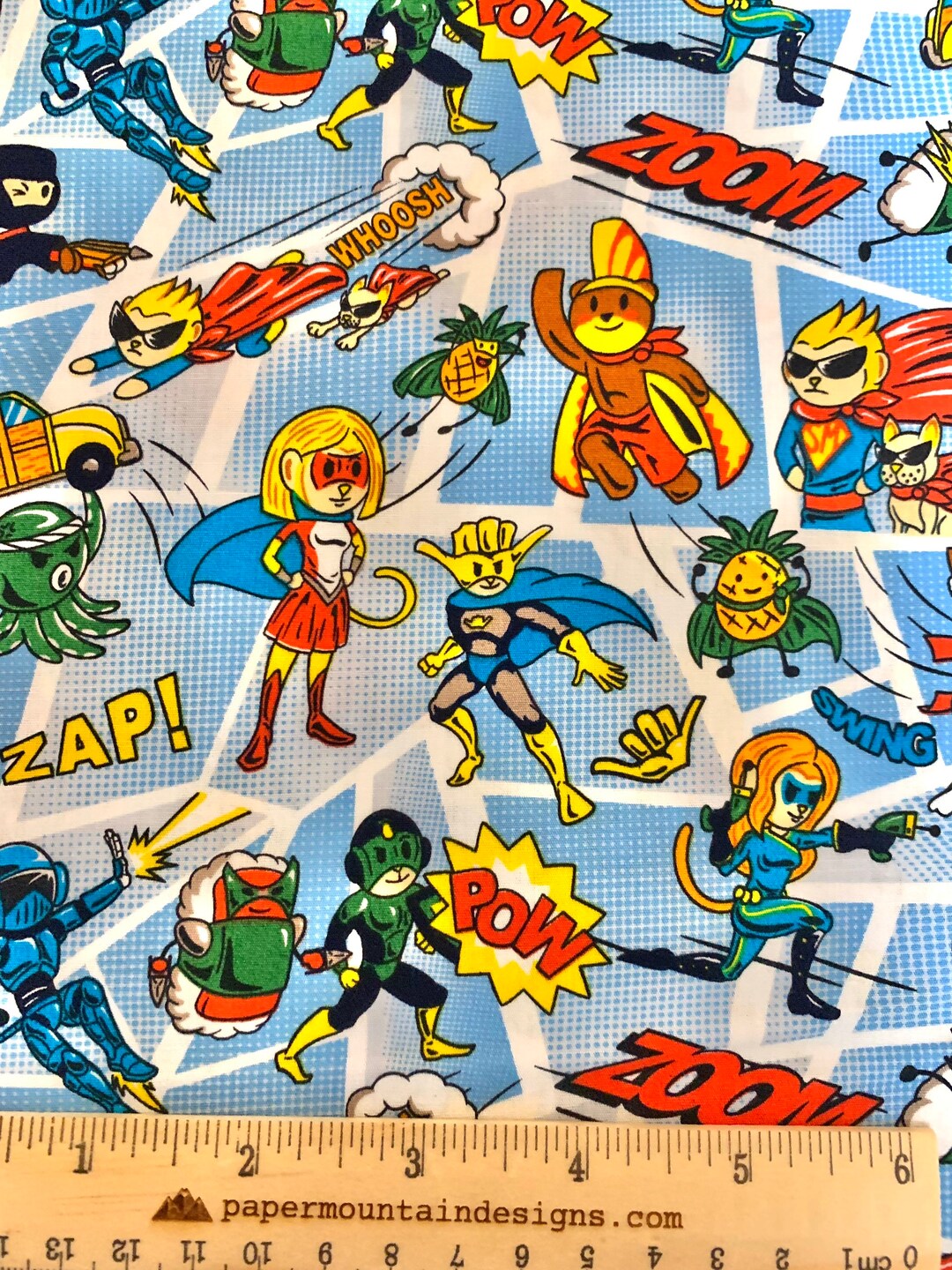 Clearance Sale 100% Cotton Hawaii Super Hero Character Fabric - Etsy UK