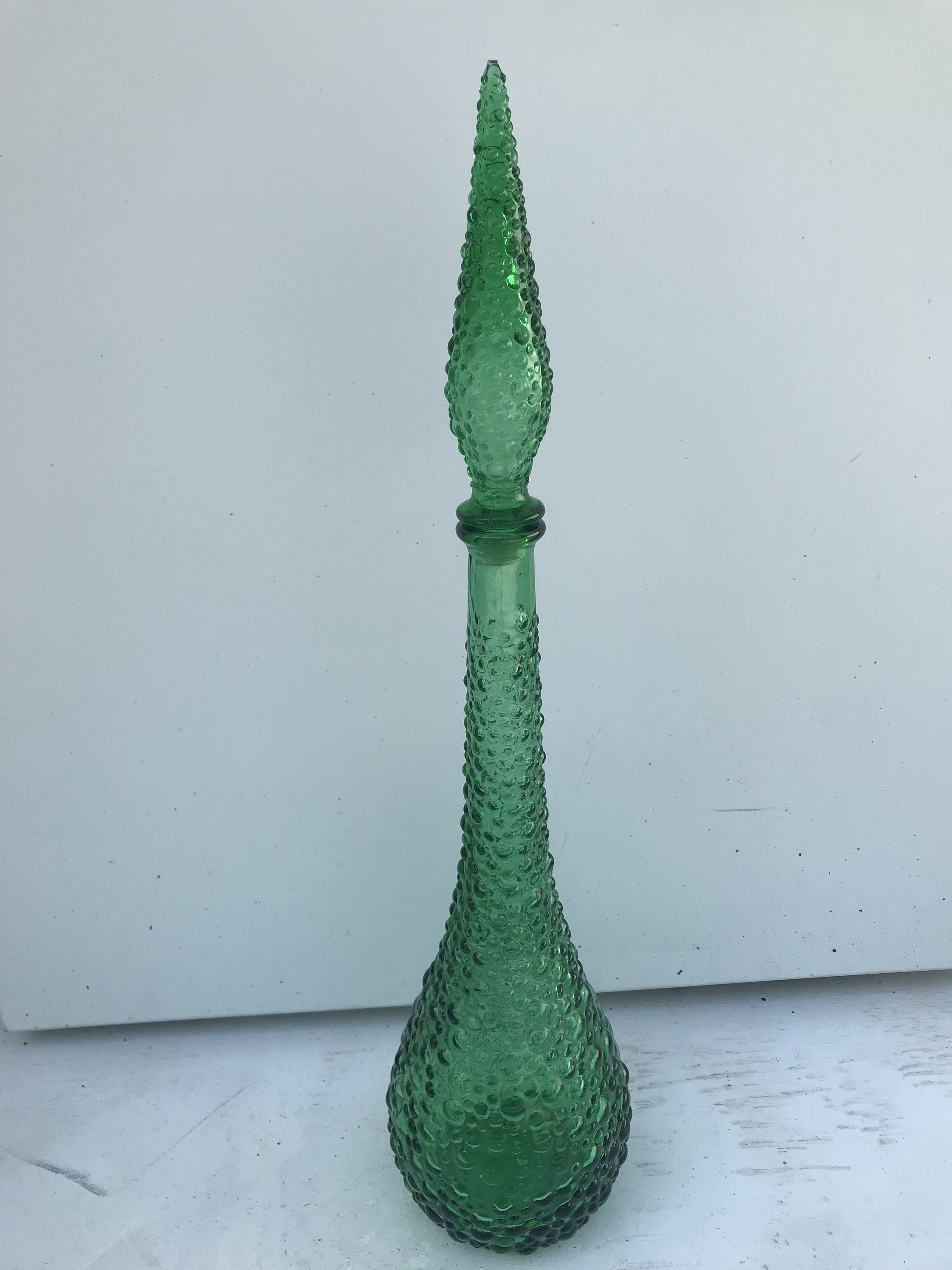 Vintage Mid-century Modern Green 22.5" Glass Genie Decanter With ...