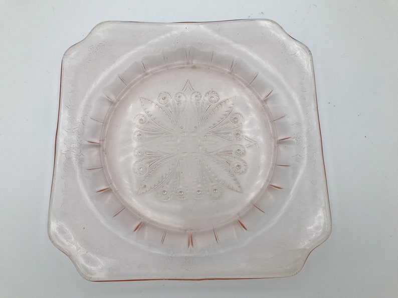 Vintage Pink Glass Depression Glass Square Plate - Etsy