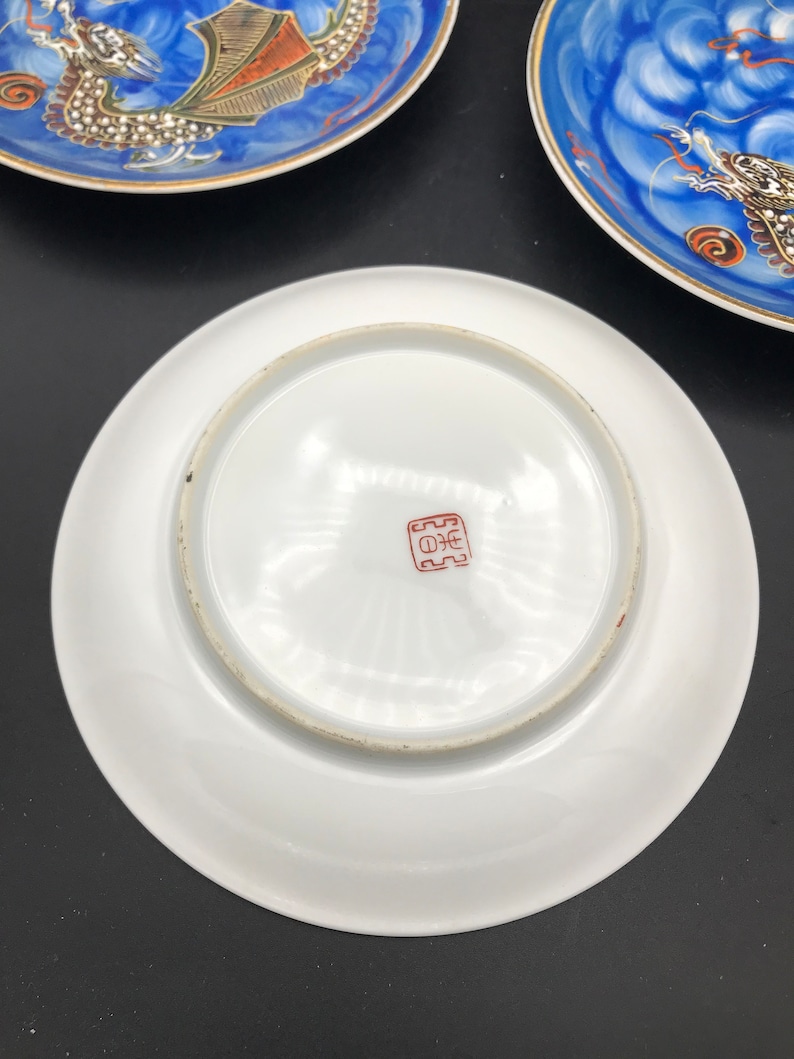 Antique Satsuma Dragonware Bone Capri Blue China Tea Set 14 Pieces Made ...