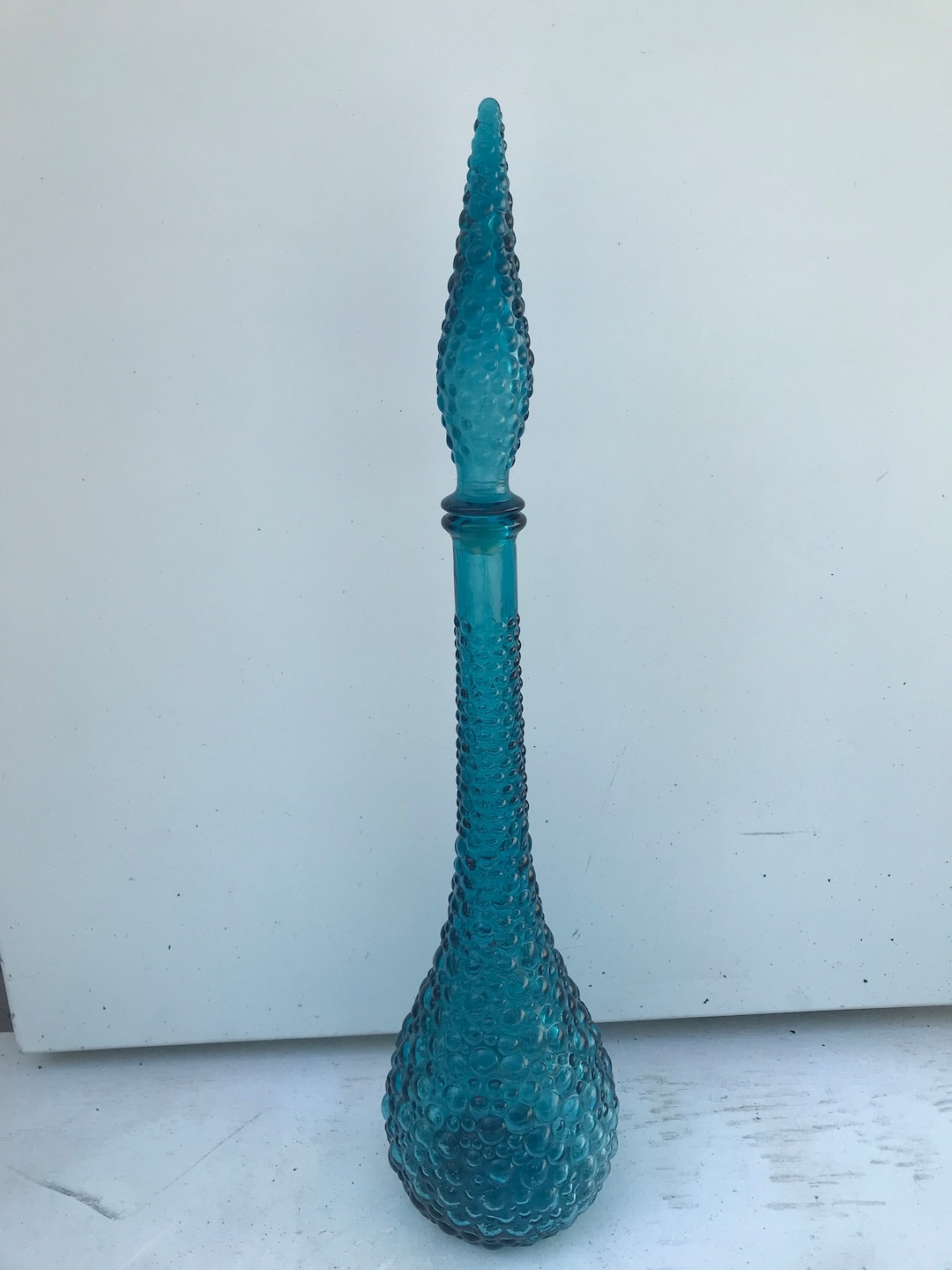 Vintage Mid-century Modern Capri Blue 22.5" Glass Genie Decanter With ...