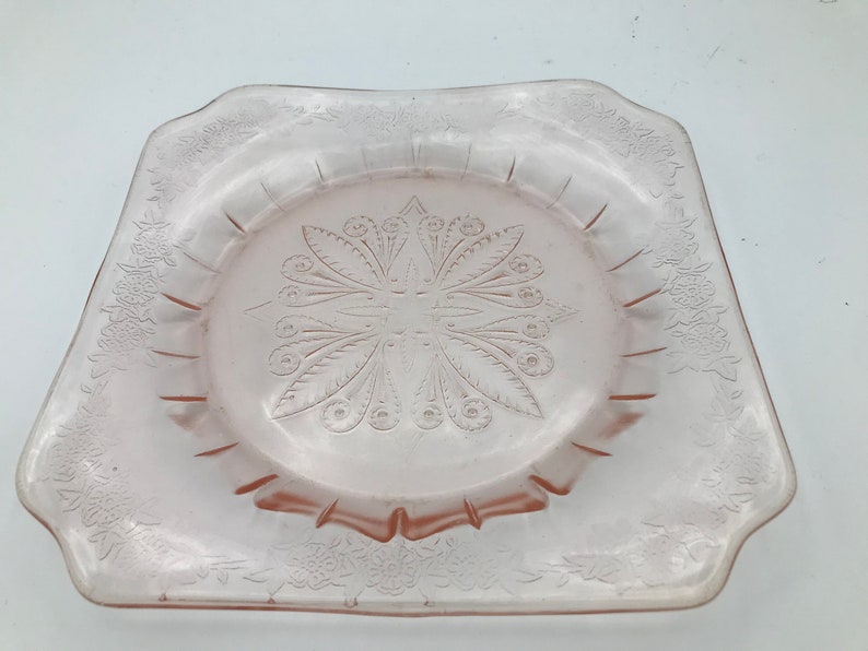 Vintage Pink Glass Depression Glass Square Plate - Etsy