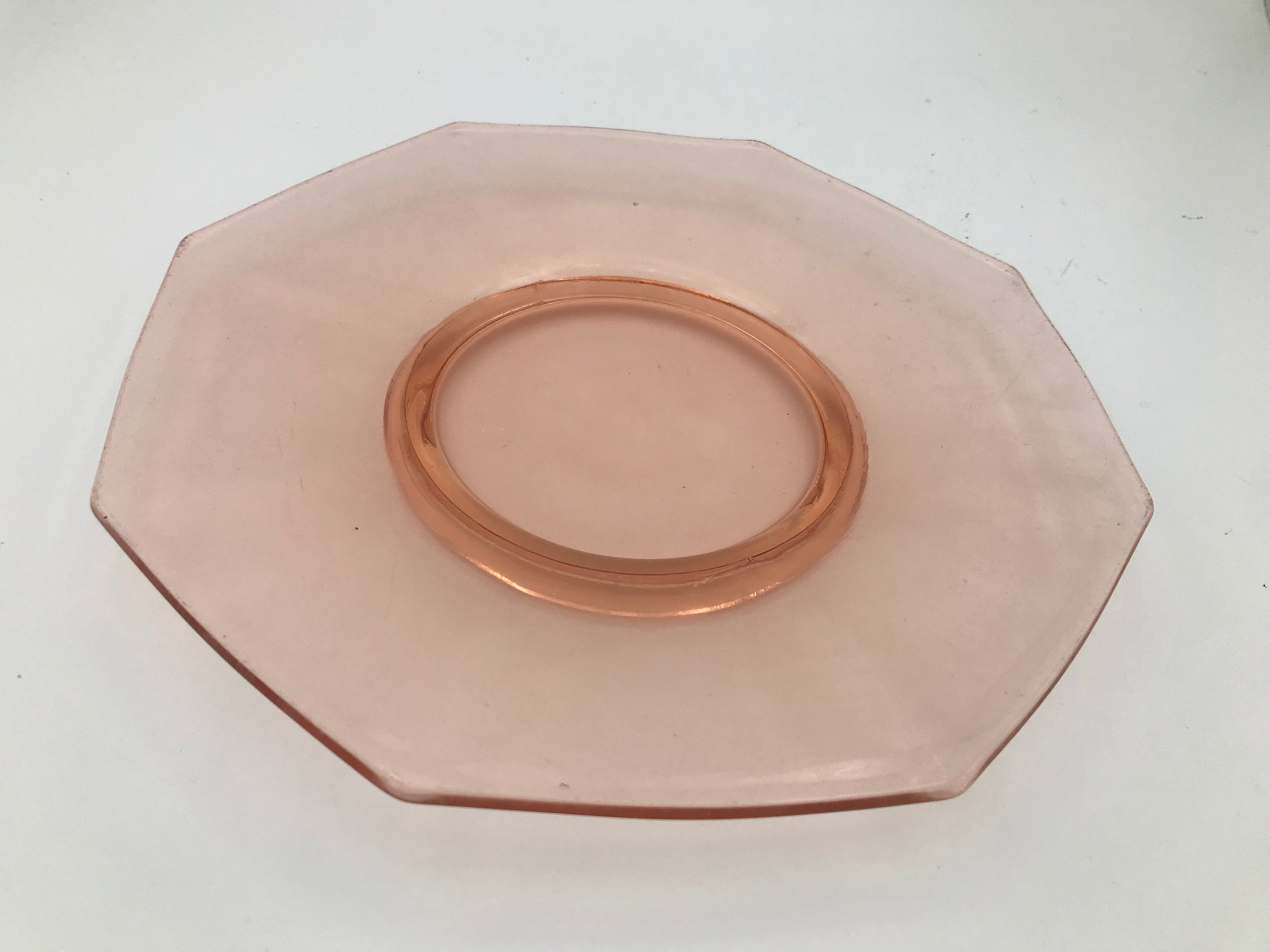 Vintage Pink Glass Depression Glass Octagonal Dinner Plate - Etsy