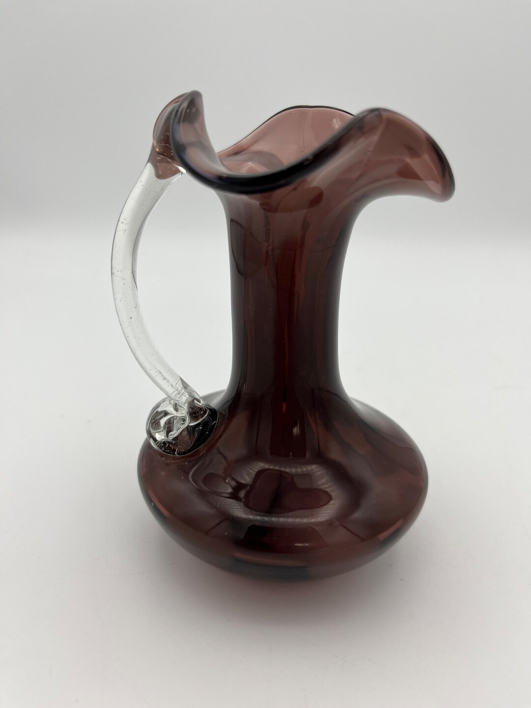 Vintage Hand Blown Amethyst Art Glass Small Vase With Handle - Etsy