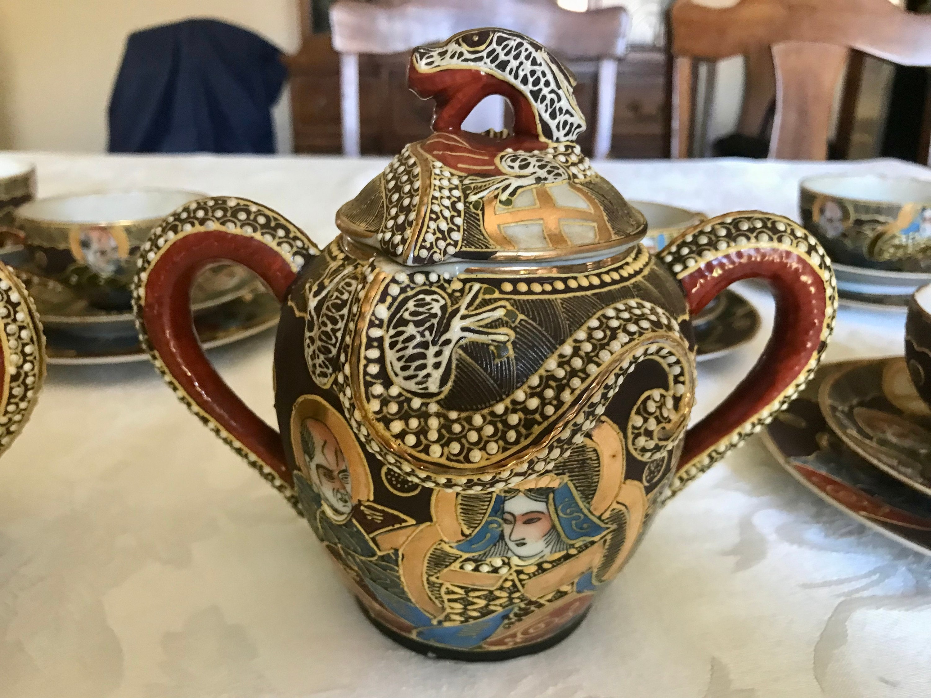 Antique Satsuma Dragonware Bone China Tea Set - 20 Pieces - Made in ...