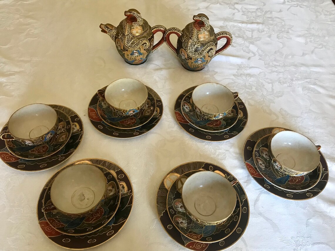 Antique Satsuma Dragonware Bone China Tea Set - 20 Pieces - Made in ...