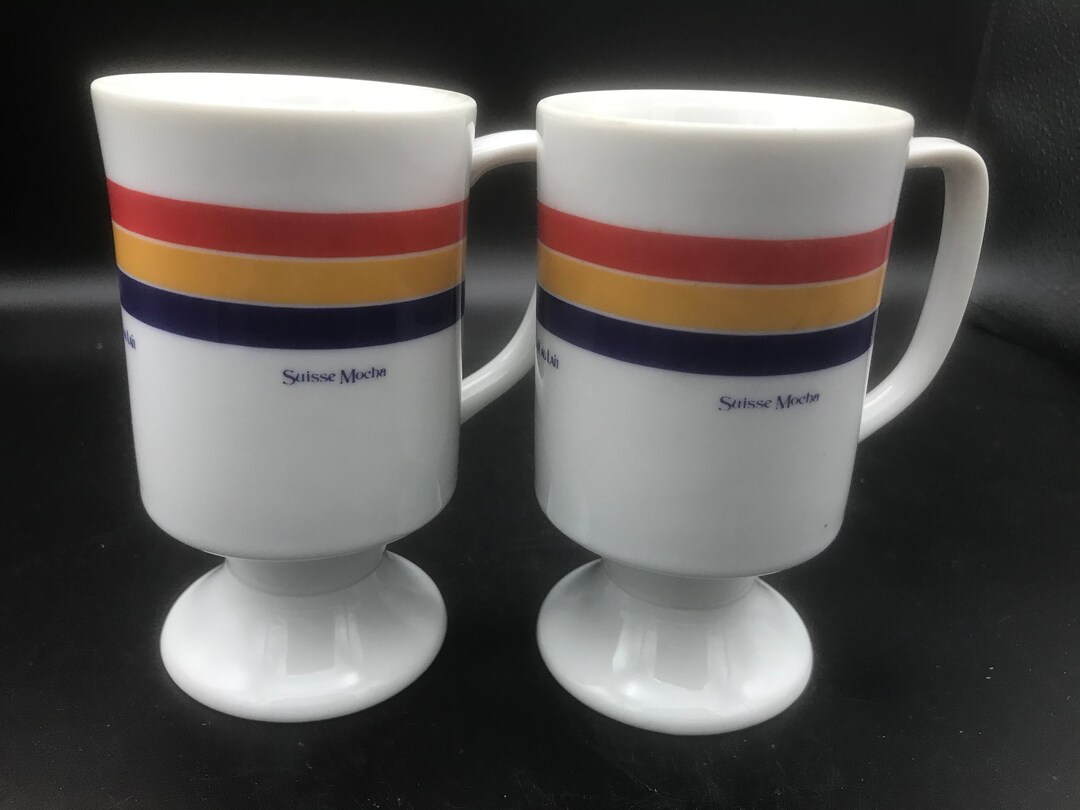 Vintage International Cafe Vienna Coffee Suisse Mocha Pedestal Mugs Set ...
