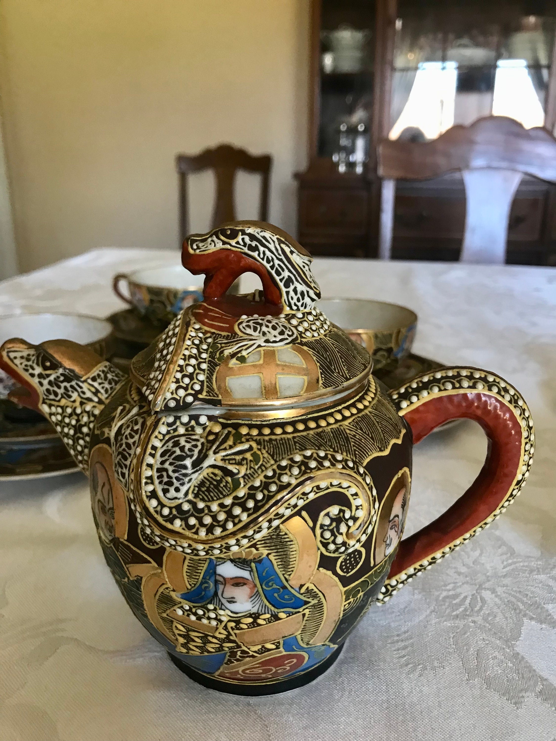 Antique Satsuma Dragonware Bone China Tea Set - 20 Pieces - Made in ...