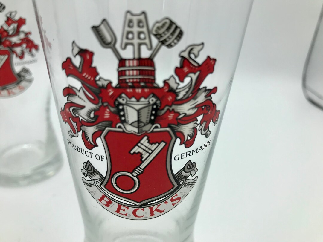 Vintage Beck's Beer Clear Glass With Beck's Coat of Arms - Set of 4 - Etsy