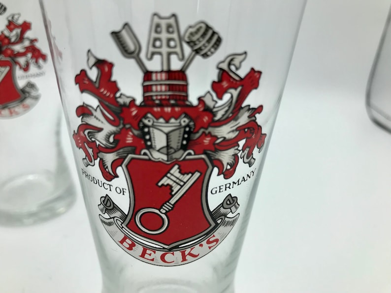 Vintage Beck's Beer Clear Glass With Beck's Coat of Arms - Set of 4 - Etsy