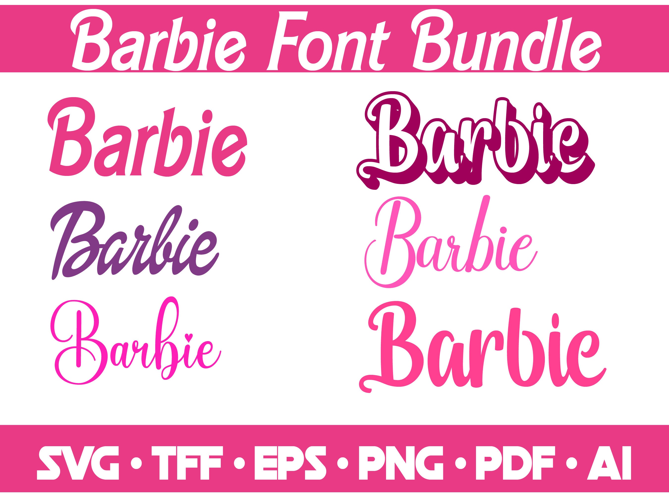 6 PACK Barbie Font Bundle Typography Dolly SVG Dolly - Etsy