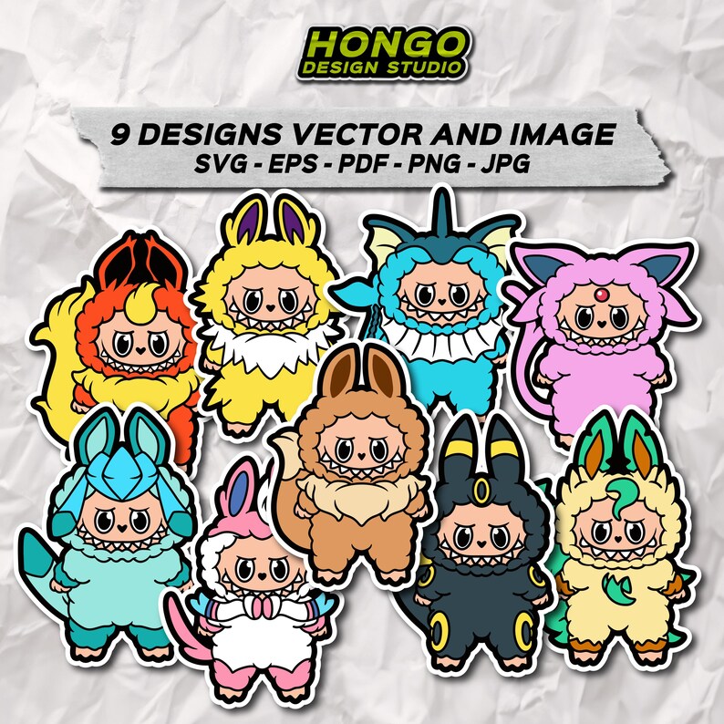 LABUBU X EEVEELUTIONS - 9 Digital Files,high Definition Vectorized, Jpg ...
