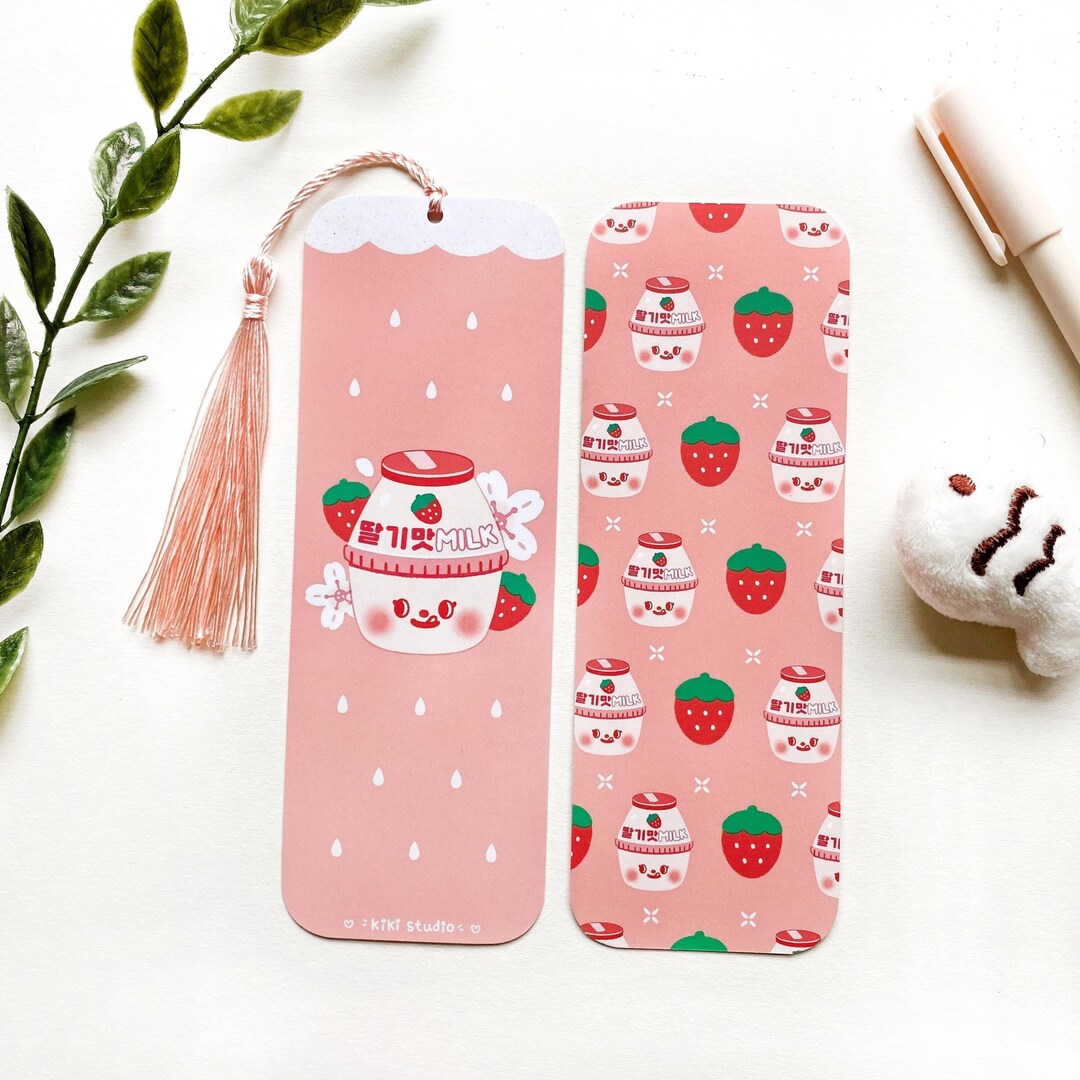 Korean Strawberry Milk Bookmark Kawaii, Cute, Aesthetic, Books, Reading ...