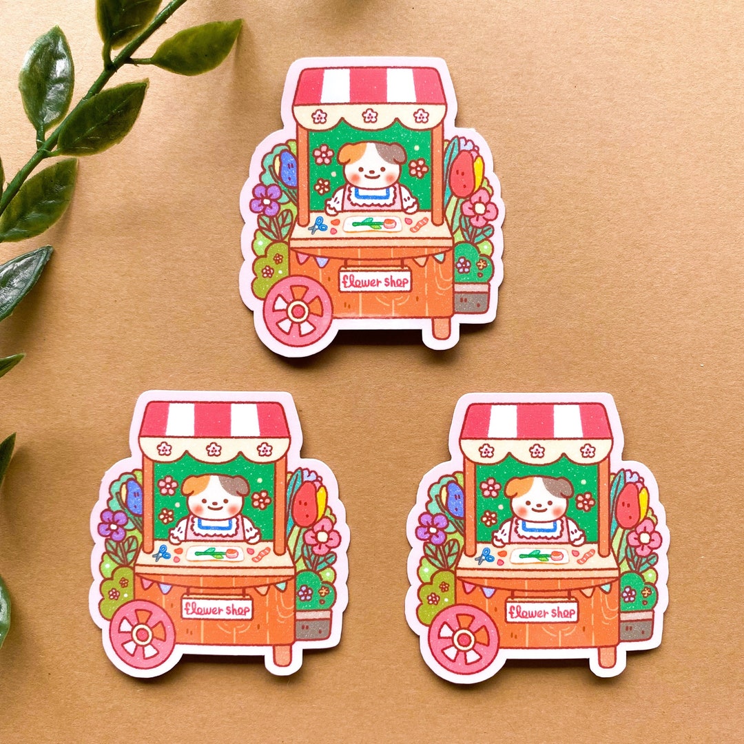 Happy Flower Shop Vinyl Sticker / Kawaii Cute Aesthetic - Etsy