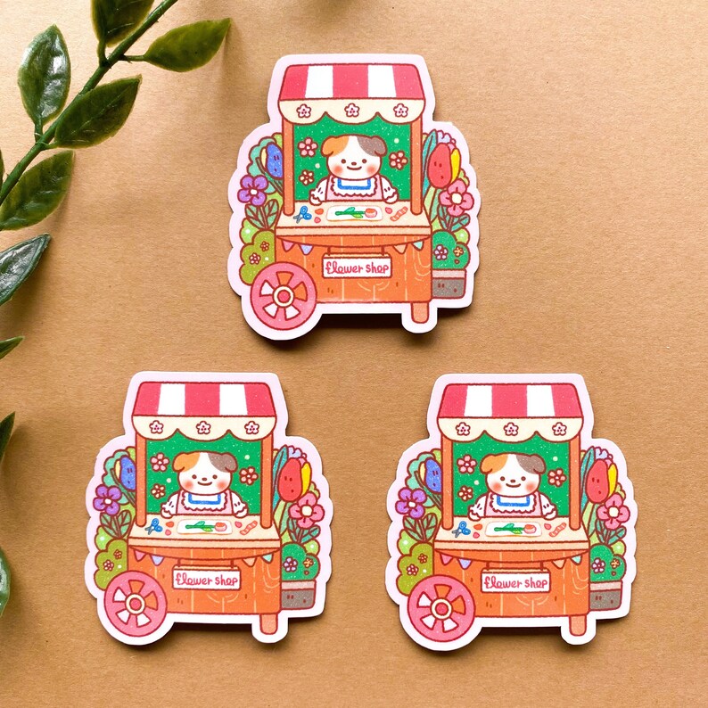 Happy Flower Shop Vinyl Sticker / Kawaii Cute Aesthetic - Etsy