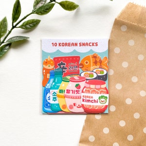 10 Korean Snacks Sticker Pack Water Resistant Laminated Die Cut Sticker ...