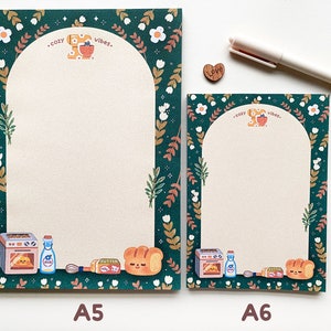 A5,A6 Cozy Bakery Memopad With a Cardboard Backing / Cute, Kawaii ...