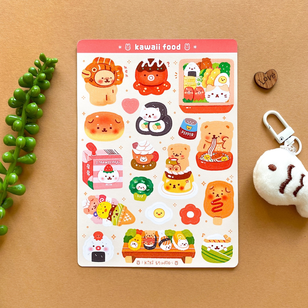 Kawaii Food Sticker Sheet Cute, Kawaii, Aesthetic, Cozy, Bear, Cat ...
