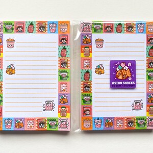 A6 Asian Snacks Memopad Lined, Aesthetic, Cute, Kawaii, Notepad, Korean ...