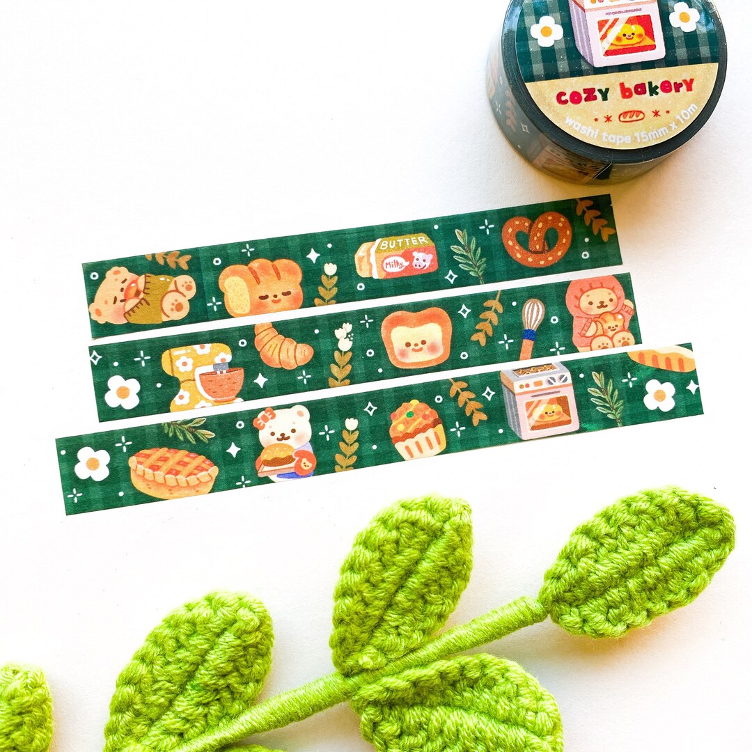 Cozy Bakery Washi Tape 15mm X 10m / Korean Stationery / Kawaii, Cute ...
