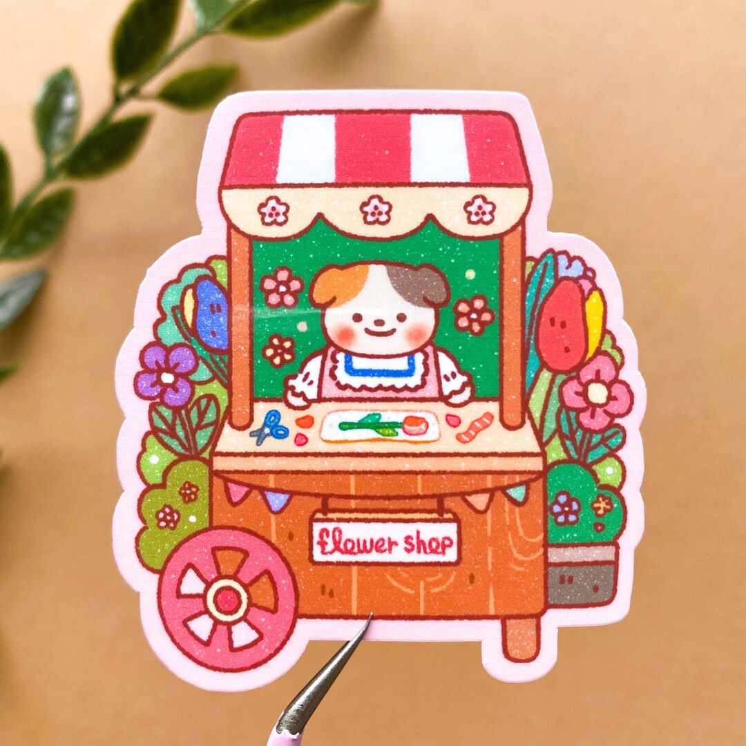 Happy Flower Shop Vinyl Sticker / Kawaii, Cute, Aesthetic, Korean ...