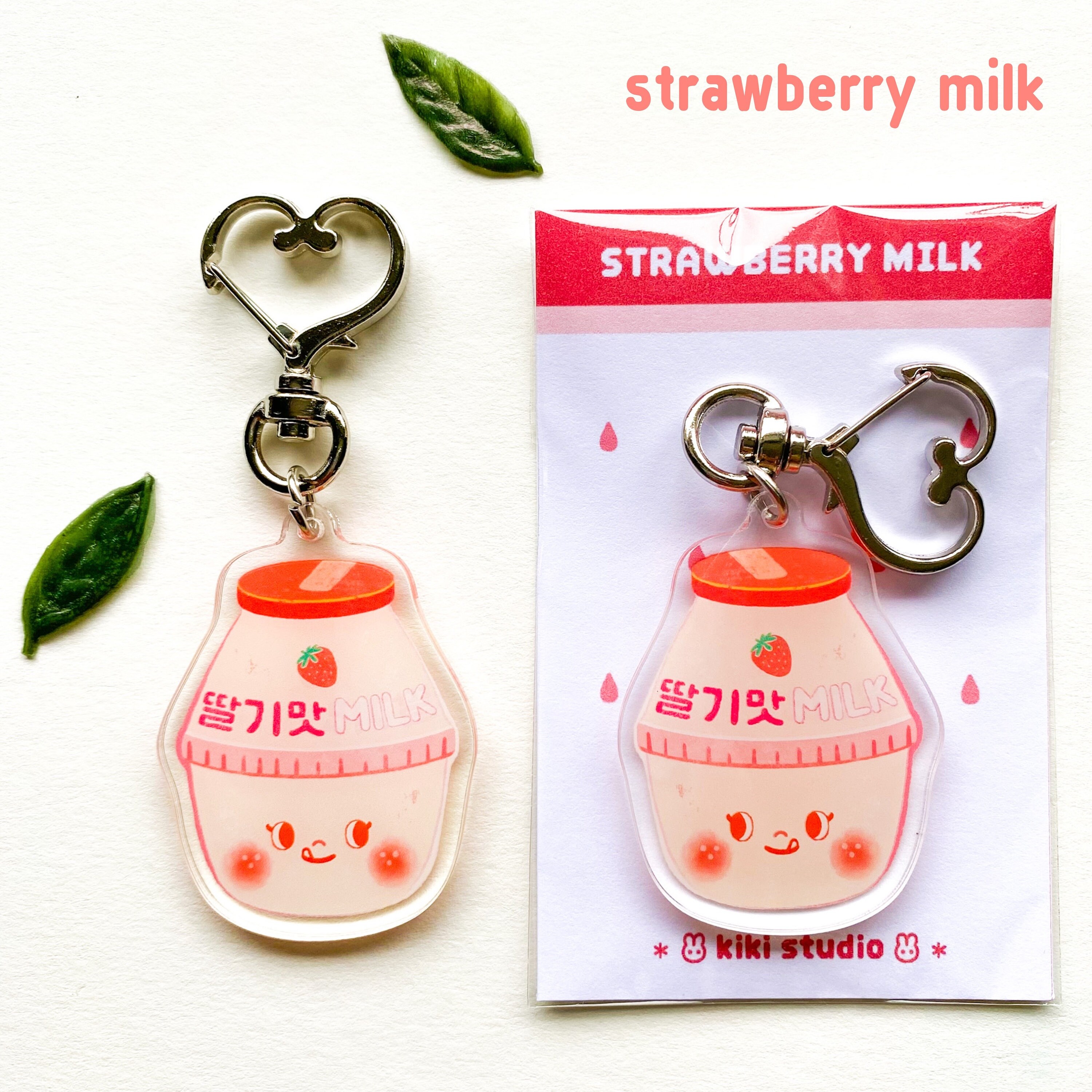 Korean Banana & Strawberry Milk Keychain Acrylic Keyring - Etsy