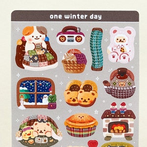 One Winter Day Sticker Sheet Cute, Kawaii, Aesthetic, Cozy, Bear ...