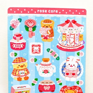 Rose Core Sticker Sheet Cute, Kawaii, Aesthetic, Cozy, Bear, Rabbit ...