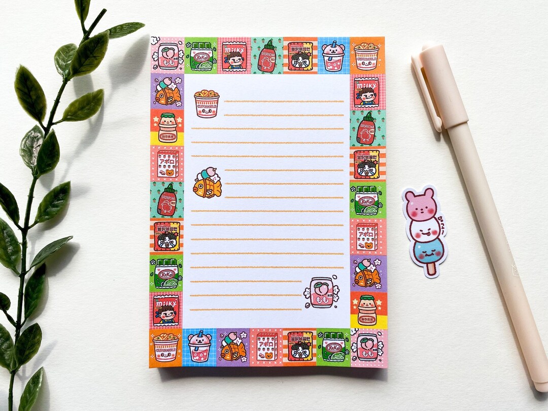 A6 Asian Snacks Memopad Lined, Aesthetic, Cute, Kawaii, Notepad, Korean ...